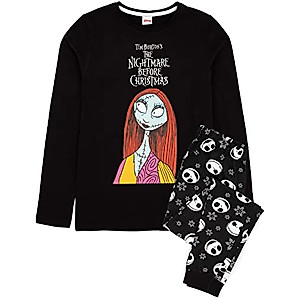 Disney The Nightmare Before Christmas Womens Pajamas | Jack Skellington Sally Halloween Matching Long Sleeve Long Leg PJ Set