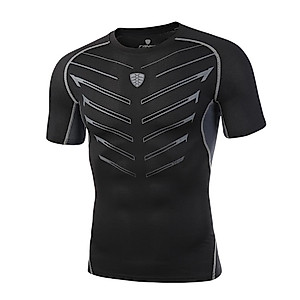 IEason Man Workout Leggings Fitness Sports Gym Running Yoga Athletic Shirt Top Blouse (S, Black)