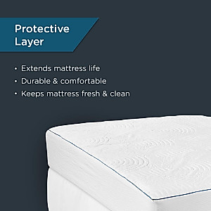 Tempur-Pedic Cool Luxury Fitted Mattress Protector – Cool and Comfortable Luxury Knit - Waterproof to Protect Against Spills and Stains – Machine Washable, Queen Sized, White