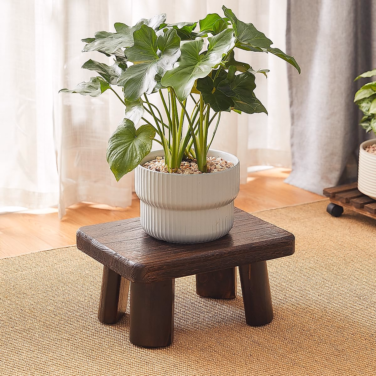 GZQWDC Wooden Foot Stool,Kids Wooden Bench,Wood Stool,Small Wood Bench,Wooden Steps,Kitchen Step Stool,Wood Plant Stand (14.2"x10.2"x7.1")