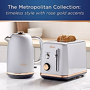 Oster 2097682 2 Slice Toaster Metropolitan Collection with Rose Gold Accents, GRAY