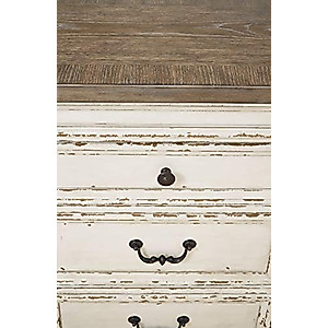 Signature Design by Ashley Realyn French Country Distressed -Dining Room Buffet or Server, Chipped White