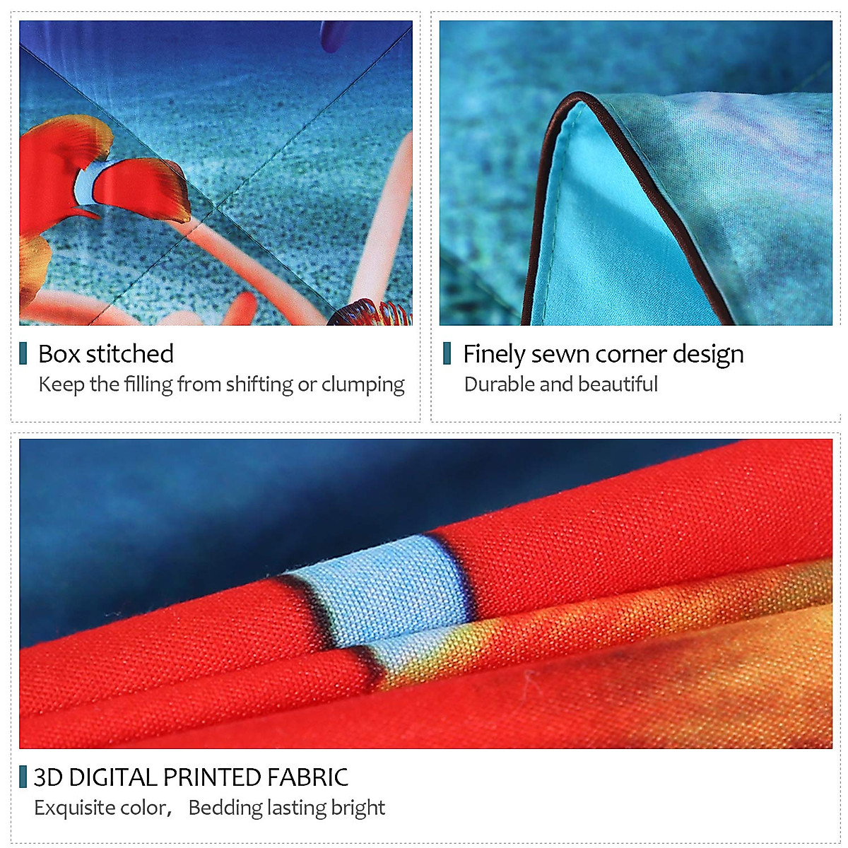 Qucover Dolphin Comforter Set Twin Size 3-Piece Blue Ocean Sea Animall Tropical Fish Comforter Set with 2 Pillowcases for Teen Boys, Twin 59x79 Inches