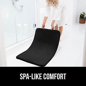 Gorilla Grip Thick Memory Foam Bath Rugs, Soft Absorbent Velvet Bathroom Mats, Durable Dots on Underside, Machine Washable Bathmat, Carpet Rug Room Decor for Shower Floor, 24x17 Mat, Black