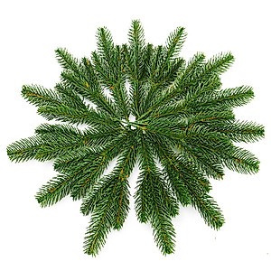 wonuu 25pcs Artificial Pine Green Leaves Needle Garland for Christmas Embellishing and Home Garden Decor, 11x4.7 Inches(Green-25 Pack)