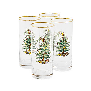 Spode Christmas Tree Hiball Glasses, Set of 4