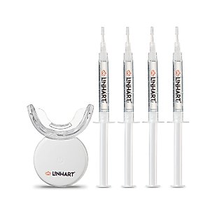 LINHART Teeth Whitening Kit with LED Light - Tooth Whitener Gel, Dental Whitening Gel Syringes with 35% Carbamide Peroxide and 16-Led Whitening Light - No Sensitivity, Whitens Teeth