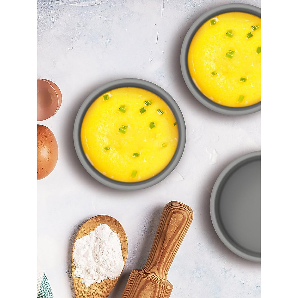 3Pcs Silicone Air Fryer Egg Mold, Reusable Nonstick Egg Bites Pan Alternative, Egg Boiler Mold Cup, BPA Free, Dishwasher Safe Poached Egg Cups for Microwave Air Fryer Stovetop Egg Cooking