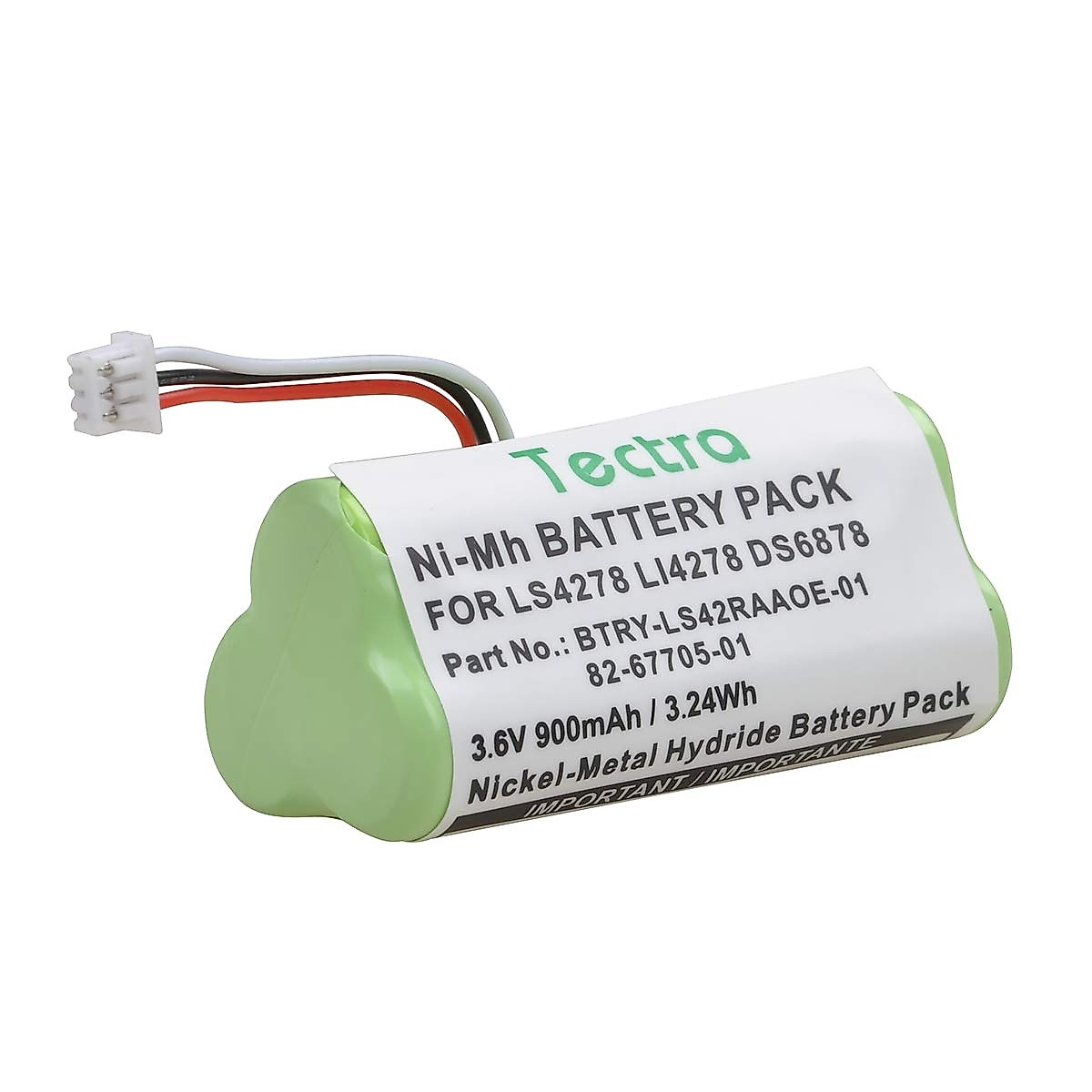 Tectra 2-Pack Replacement Battery for Motorola Symbol LS4278 LS-4278 LS4278-M LI4278 DS6878 82-67705-01 BTRY-LS42RAAOE-01 K35466 Cordless Bar Code Scanner (900mAh, 3.6V, NI-MH)