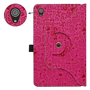 Bige for Alcatel Joy Tab 2 Case, 360 Rotary Stand with Cute Rose Red Pattern Cover for 8" Tablet