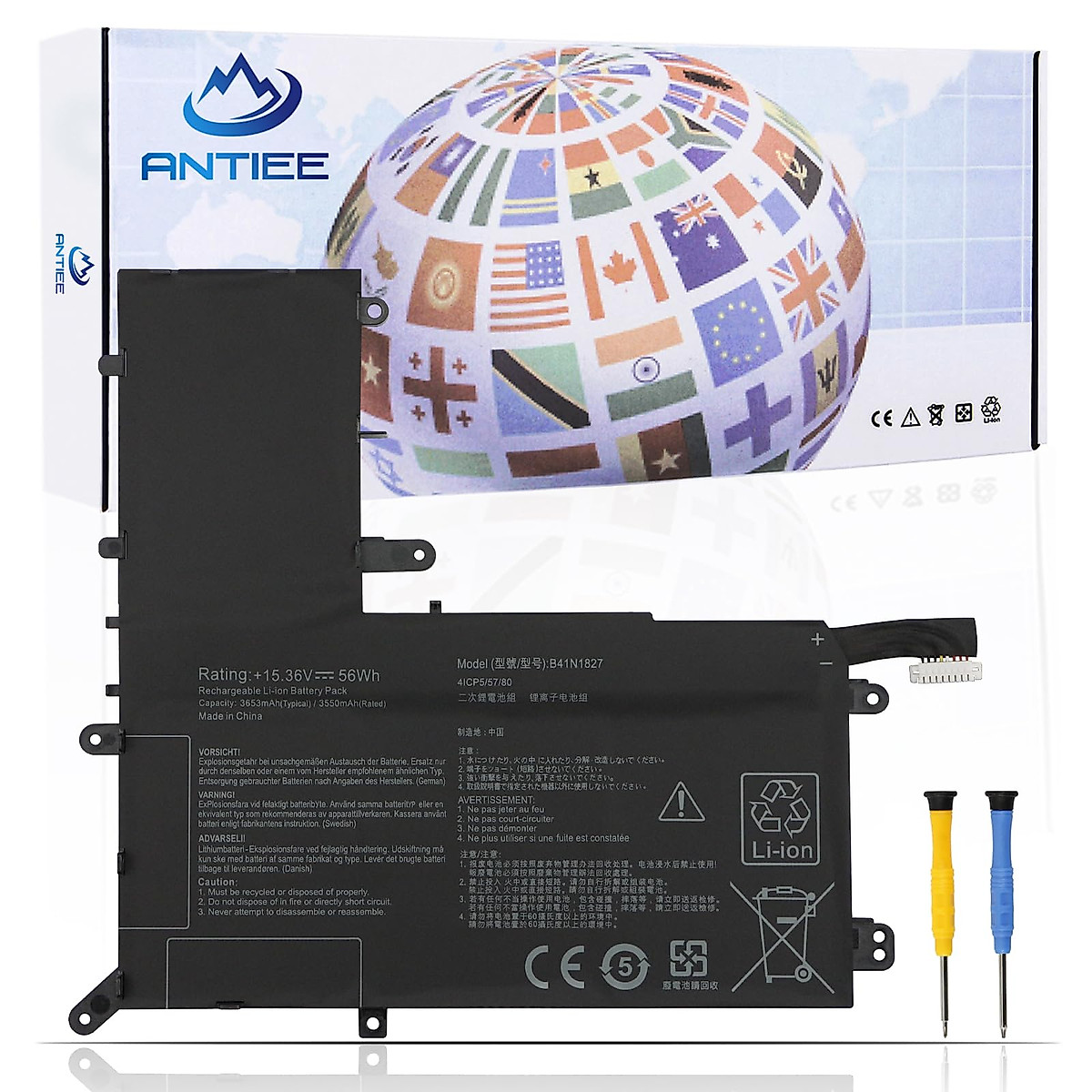 ANTIEE B41N1827 Laptop Battery for Asus ZenBook Flip 15 UM562 UX562 UX562F UX562FA UX562FAC UX562UG UX562IA UX562IQ UM562IA UM562IQ Q507 Q507IQ Q526 Q526F Q526FA Q526FAC UX562FA-AC096T AC103T AC113T