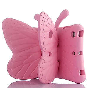Feitenn iPad 8th Generation Case for Kids 10.2 inch 2020/2019, Shockproof Kickstand Butterfly Cover Non-Toxic EVA Foam Wings Kid-Proof Rugged Bumper Boy Girl Gift for iPad 7th 8th Gen 10.2'' - Pink