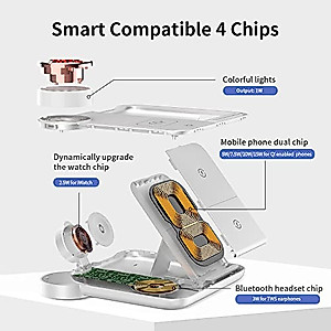 Almsbo Wireless Charging Station,Wireless Charger Stand 4 in 1,18W Charger Fast Charging for iPhone 14/13/12/11 Pro/SE/XS MAX/XR/XS/X/8/8 Plus,Apple Iwatch 8/7/6/SE/5/4/3/2/1,AirPods Pro/2/3（White）