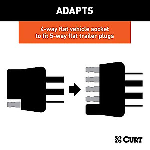 CURT 57187 4-Way to 5-Way Flat Adapter for Boat Trailer Surge Brakes , Black