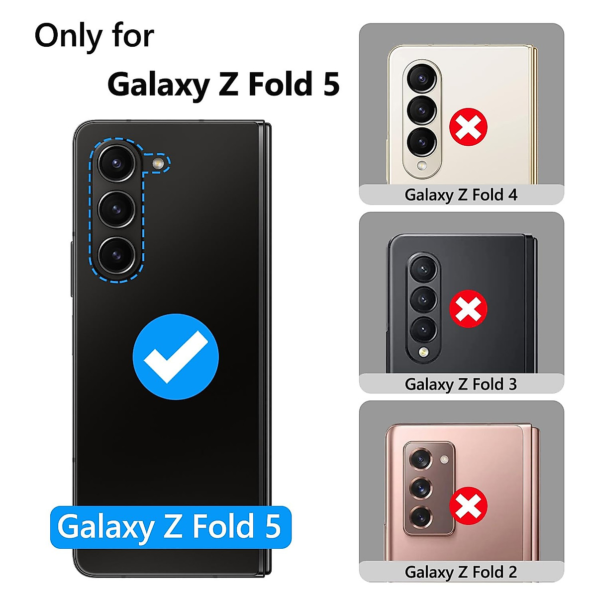GBEE for Samsung Galaxy Z Fold 5 Case with Kickstand & Screen Protector & Card Holder & Sliding Camera Cover & Hinge Protection, Durable Rugged Stand Wallet Phone Case for Galaxy Z Fold 5 2023, Black