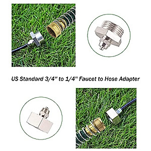 Garden Micro Spray Irrigation System,80 FT/25 M Mist Irrigation Kits with 1/4" Distribution Hose Adjustable Nozzle Emitters,Automatic Patio Misting Sprinkler Plant Watering System Barbed Fittings