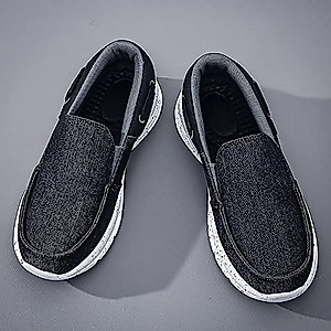 Mens Casual Canvas Slip on Loafers Shoes Cloth Shoes Comfortable Boat Shoes Leisure Fashion Sneakers for Male Black