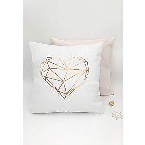 SUMGAR Throw Pillow Covers Pink Love Rose Gold White Pillowcase Teen Girls Geometric Cushion Case for Sofa Couch Bed Living Room Bedroom Office Set of 2, to Mom,18 x 18 inch