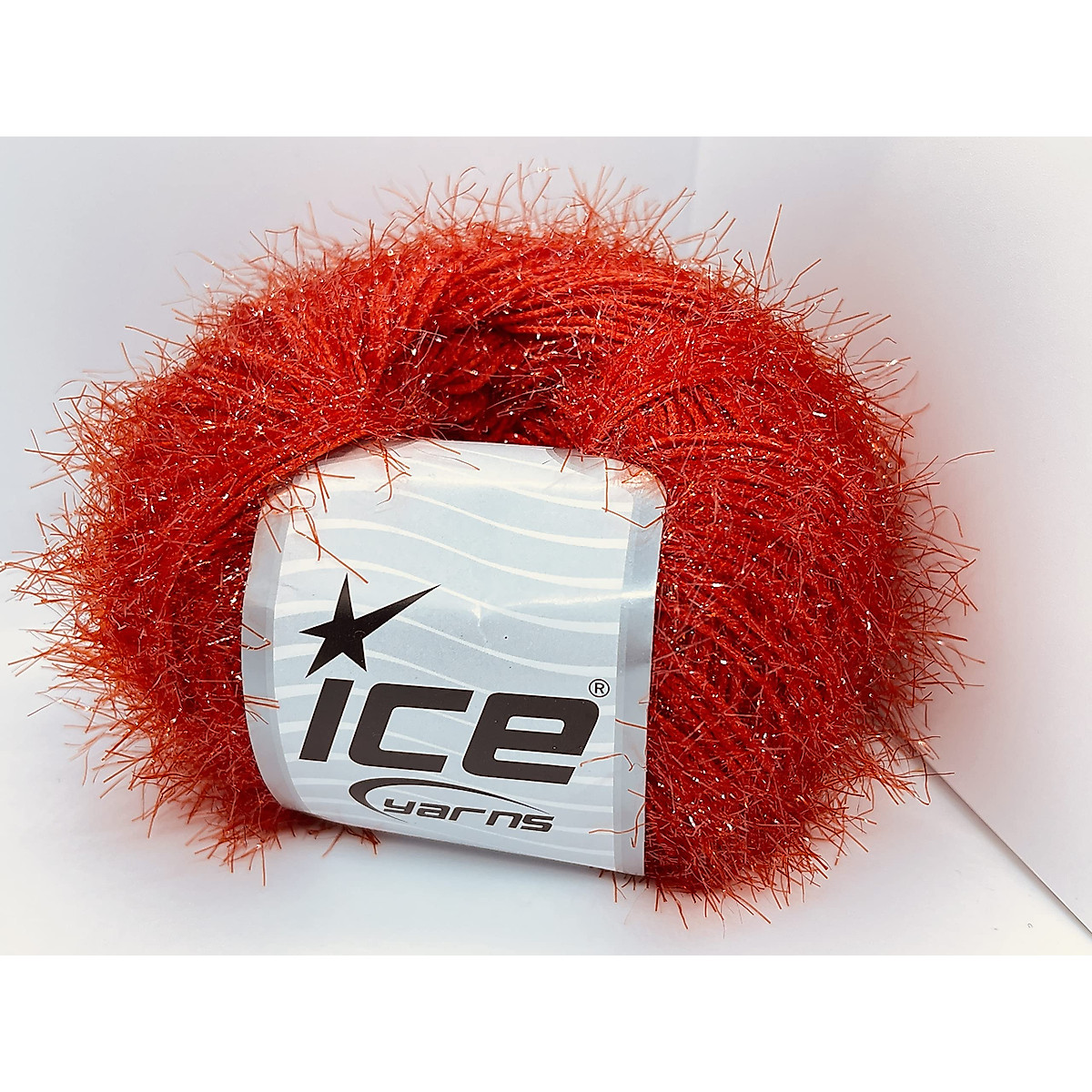 Sparkle Soft Red - Ice Yarns Metallic Lurex Nylon Eyelash Yarn 50gr 153yds