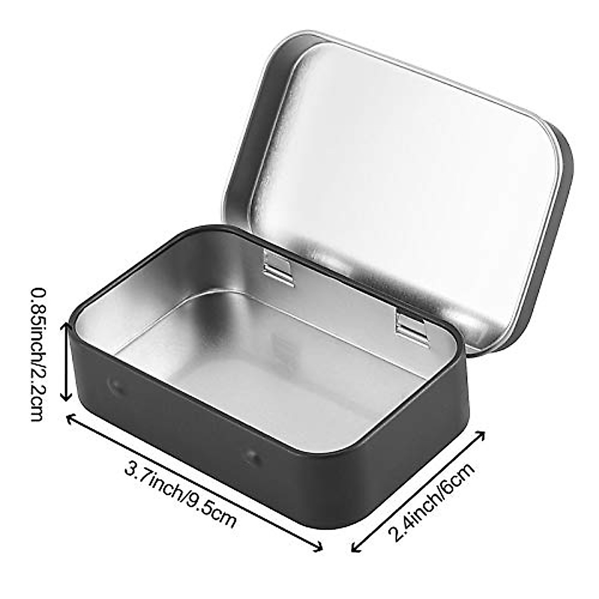 ZOENHOU 60 PCS 3.7 x 2.3 x 0.8 Inch Rectangular Metal Empty Hinged Tins, Matte Black Portable Small Storage Tin Box Containers with Lids, Home Organizer for Jewelry Crafts Candy Gift Card Holder