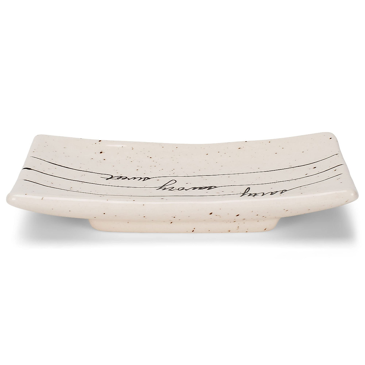 DEMDACO Salty Savory Sweet Glossy Speckle White 6 x 3.5 Stoneware Ceramic Everyday Kitchen Rectangle Spoon Rest