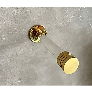 Morco Deco Brass Lucite Projection Hook Handmade Lucite Brass Hook Wall Mount Retail Projection Hook (Polished Brass)