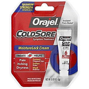 Orajel Moisturelock Cold Sore Symptom Treatment, Cream 0.105 oz (Packaging May Vary)