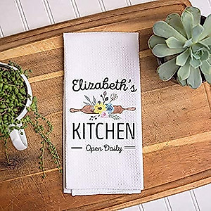 CANARY ROAD Custom Waffle Weave Dish Towel | Personalized Kitchen Towel | Housewarming Gift | Wedding Gift | Personalized Dish Towel | Housewarming Gift | Floral Kitchen Towel