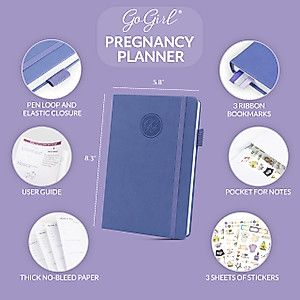 GoGirl Pregnancy Planner – Weekly Pregnancy Baby & Mom Journal – Keepsake Memory Book for Planning & Tracking Your Pregnancy – Pregnancy Log for First Time Moms – A5 Size, 40 Weeks (Lavender)
