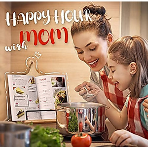 Gifts for Mom Christmas from Daughter Son, Best Mom Ever Cookbook Stand, Birthday Gift Ideas for Mother, Cutting Board Style Recipe Book Holder for Reading Hand Free, Unique Kitchen Xmas Presents