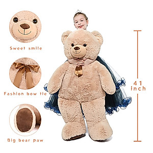 Tezituor Giant Teddy Bear Big Stuffed Animal Stuffed Bear Soft Plush Teddy Bear 41'' Large Bears for Kids on Baby Shower, Valentine's Day, Christmas, Birthday