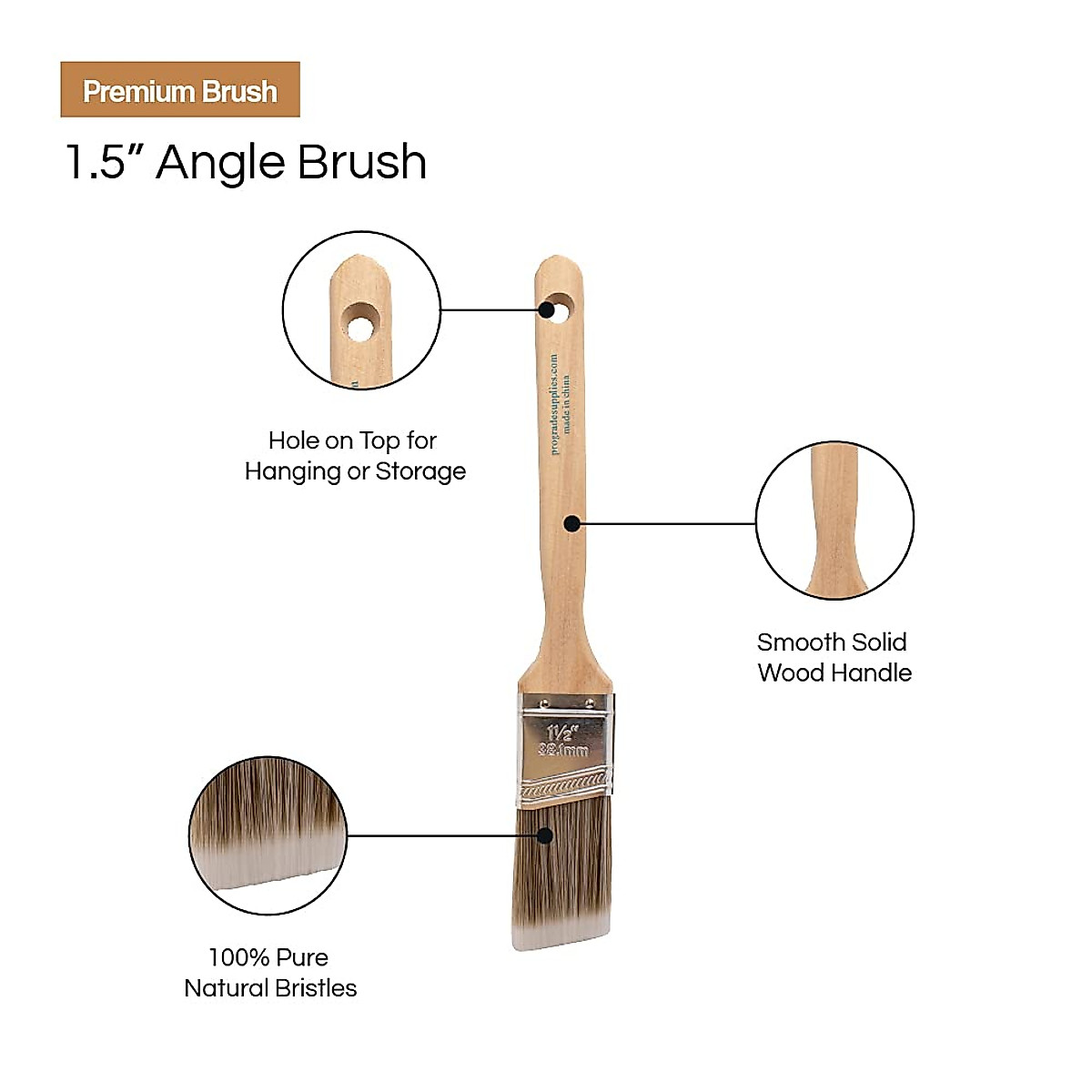 Vermeer Paint Brushes - 6-Pack - 1.5" Angle Sash Brushes for All Latex and Oil Paints & Stains - Home Improvement - Interior & Exterior Use