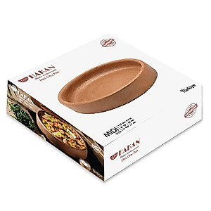 Hakan Natural & Handmade Terracotta Pan for Cooking | Authentic Clay Pan, Cazuela Dish, Ancient Mexican Clay Cookware, Earthenware Mud, Pottery Kitchenware (Midi 14 in)