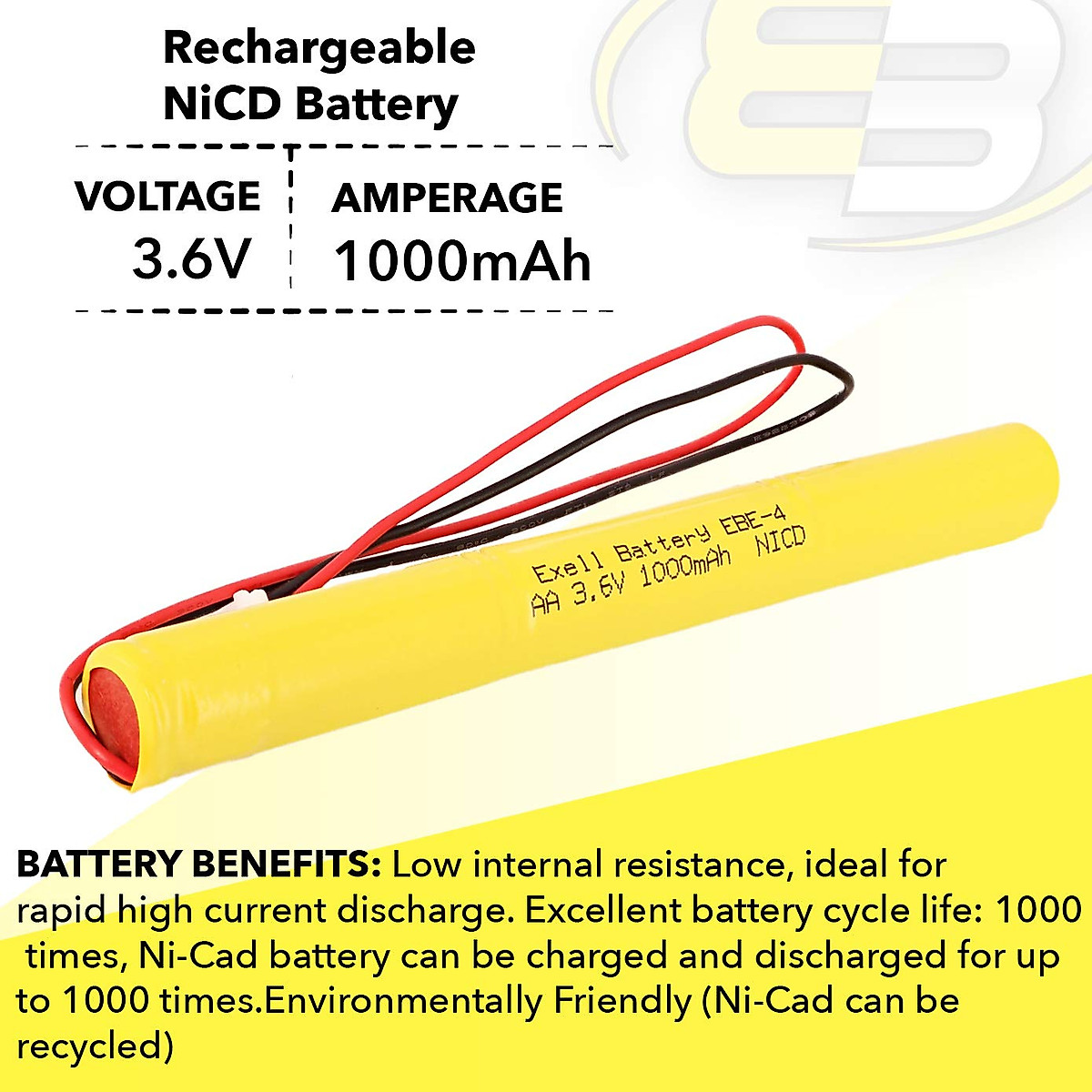 (3-Pack) Emergency/Exit Lighting Battery Fits and Replaces GP GP3600GR GP-3600-GR OSI OSA191 TEIG 24-4009 Atlight 24-4009 Custom-4 Atlite 24-4009, ANIC0625, NIC0625
