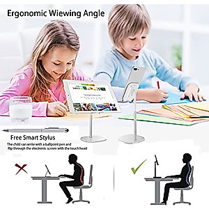 Enrunnig Cell Phone Stand, Phone Stand for Desk, Height Angle Adjustable Mobile Phone Holder, Aluminum Weighted Base Compatible with iPhone 13 Pro XS XR, 4-10'' Cellphone & Tablet