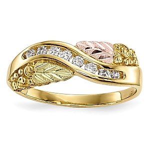 Sonia Jewels Size 8 - Solid 10k Tri-Color Black Hills Gold Diamond Ring (1/6ct.)