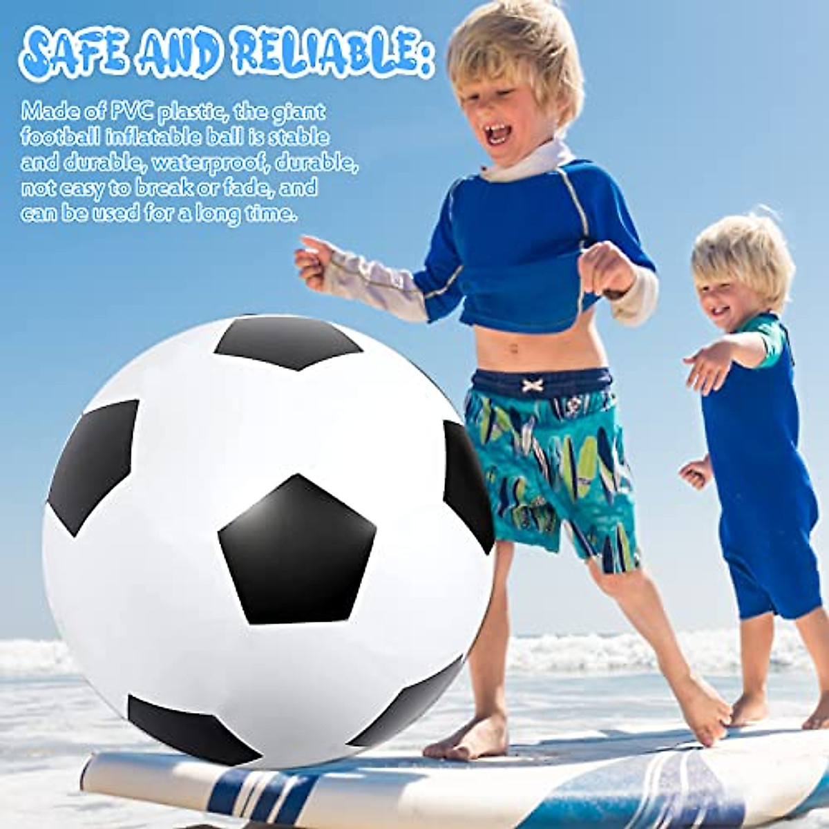 HAOOIE 4 Pack Giant Inflatable Soccer Ball 27 Inch Large Beach Balls Bulk Pool Toys Beach Toys Beach Party Decoration for Water Sports Games Party Supplies