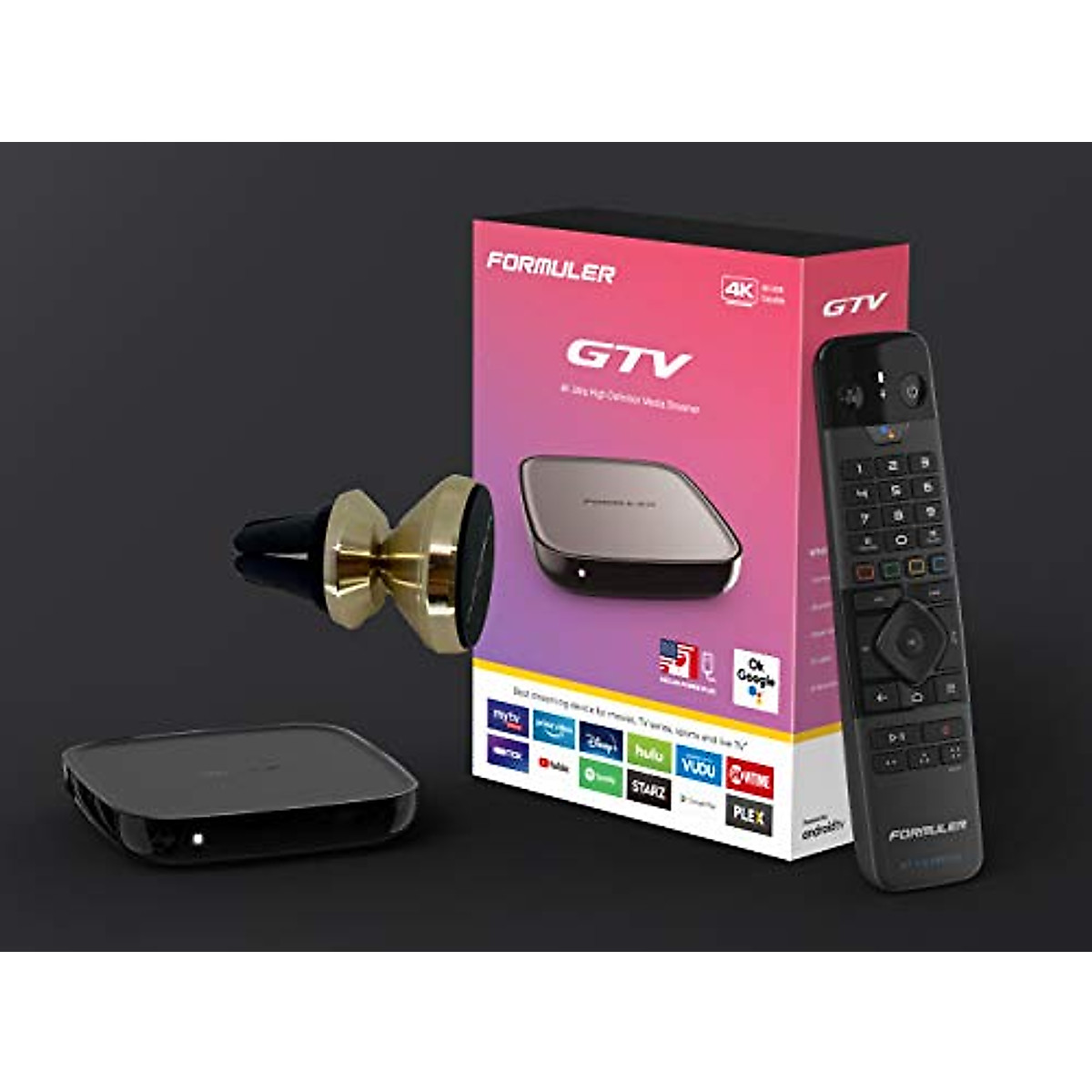 Formuler Gtv Certified Android Tv 9.0 + Bluetooth Remote Control + Extra Magnetic Phone Car