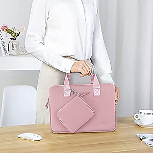 HSEOK Elastic Laptop Case 12.9 13 inch Sleeve Handbag with Small Case for 13 inch MacBook Air/Pro M2/M1, 12.9" iPad Pro 6th/5th/4th/3rd Gen, XPS13 and More 12.9-13 inch NoteBooks - Pink
