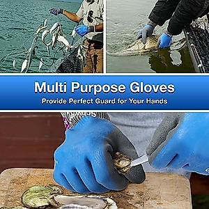 Schwer Waterproof Work Gloves, ANSI A4 Cut Resistant Gloves with Insulated Double Latex Coated, Super Grip for Gardening, Car and Fish Cleaning, 1 Pair, L