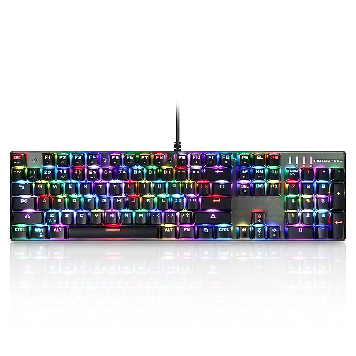MOTOSPEED Wired RGB Gaming Mechanical Keyboard with Blue Red Switches,104-Key Aluminium Wired Keyboard,Compatible for Mac Windwows and Linux