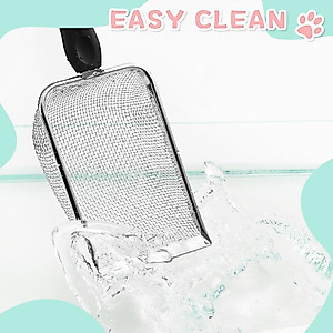 UMUACCAN Cat Litter Scoop,Sturdy Litter Cleaner Corner Shovel,Stainless Steel Mesh Litter Shovel,Easy to Clean Reptile Terrarium Sand Waste,Beach Shovel(Black)