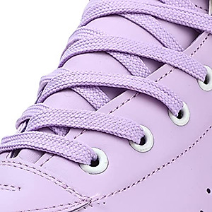 Risup Roller Skates for Women and Men Cowhide High Top Shoes Classic Double Row Roller Skates Four Wheel Roller Skates for Men Girls Unisex Purple Flash,35 US 5