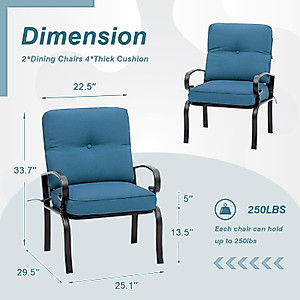 Oakmont 2 Piece Outdoor Furniture Patio Bistro Chairs Metal Dining Furniture Sets, All-Weather Garden Seating Chairs (Peacock Blue)