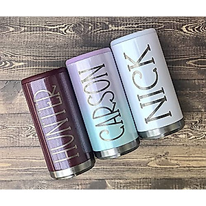 Maars® Personalized Slim Can Cooler Stainless Steel - Skinny Can Cooler Laser Engraved - Stainless Steel 12oz Sleeve, Double Wall Vacuum Insulated Drink Holder for Slim Beer & Hard Seltzer