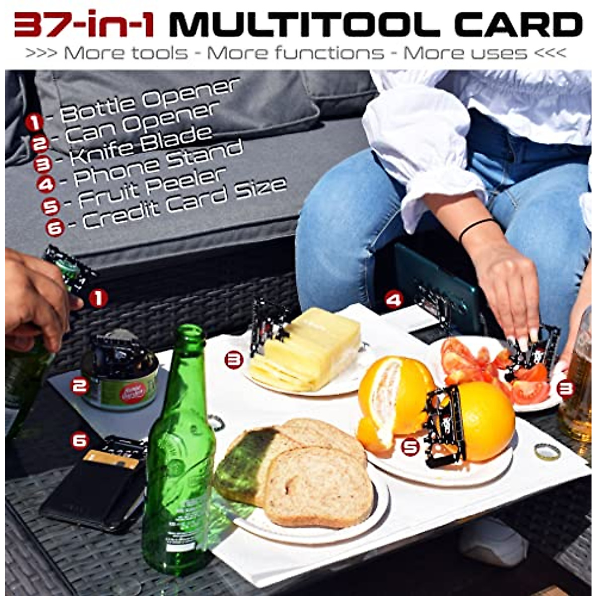 37-in-1 Wallet Tool Card Gift. Black Credit Card Bottle Opener Multitool with Multifunction Tools. Best Stocking Stuffer Gifts for Men, Dads, Husbands, HandyMen & Outdoor Enthusiasts