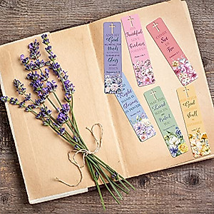 120 Pieces Bible Verses Bookmarks with Hollow Cross for Women Scripture Bookmarks Christian Book Markers for Mothers Day Gifts Women Church Supplies, Flower Style