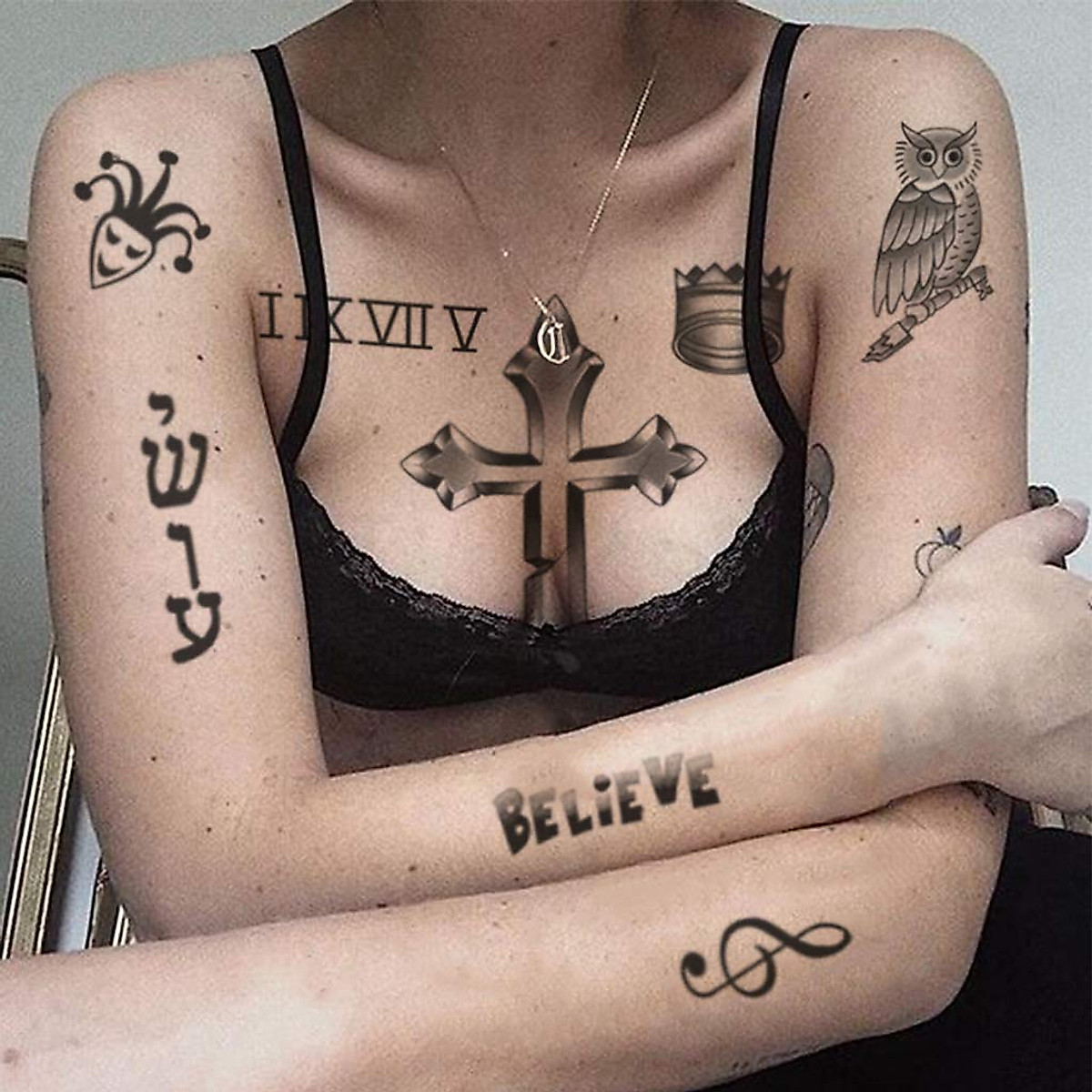 CARGEN Celebrity Life-Size Temporary Tattoos - Realistic Singer J.B Life-Size Temporary Tattoo Chest Back Arm Face Sleeves Fake Tattoo Stickers for Fans for Men Women for Boys Girls for Concert Party