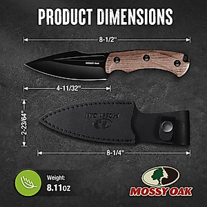 MOSSY OAK 8.5-inch Full-tang Fixed Blade Knife with Sheath, Stainless Steel Blade, Outdoor Knives for Survival, Camping, Hiking (G10 Handle-Brown)