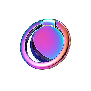 lenoup Rainbow Cell Phone Ring Stand Holder,Multicolor Ring Grip Kickstand,Iridescent 360 Rotation Metal Finger Ring for Phones,Pad